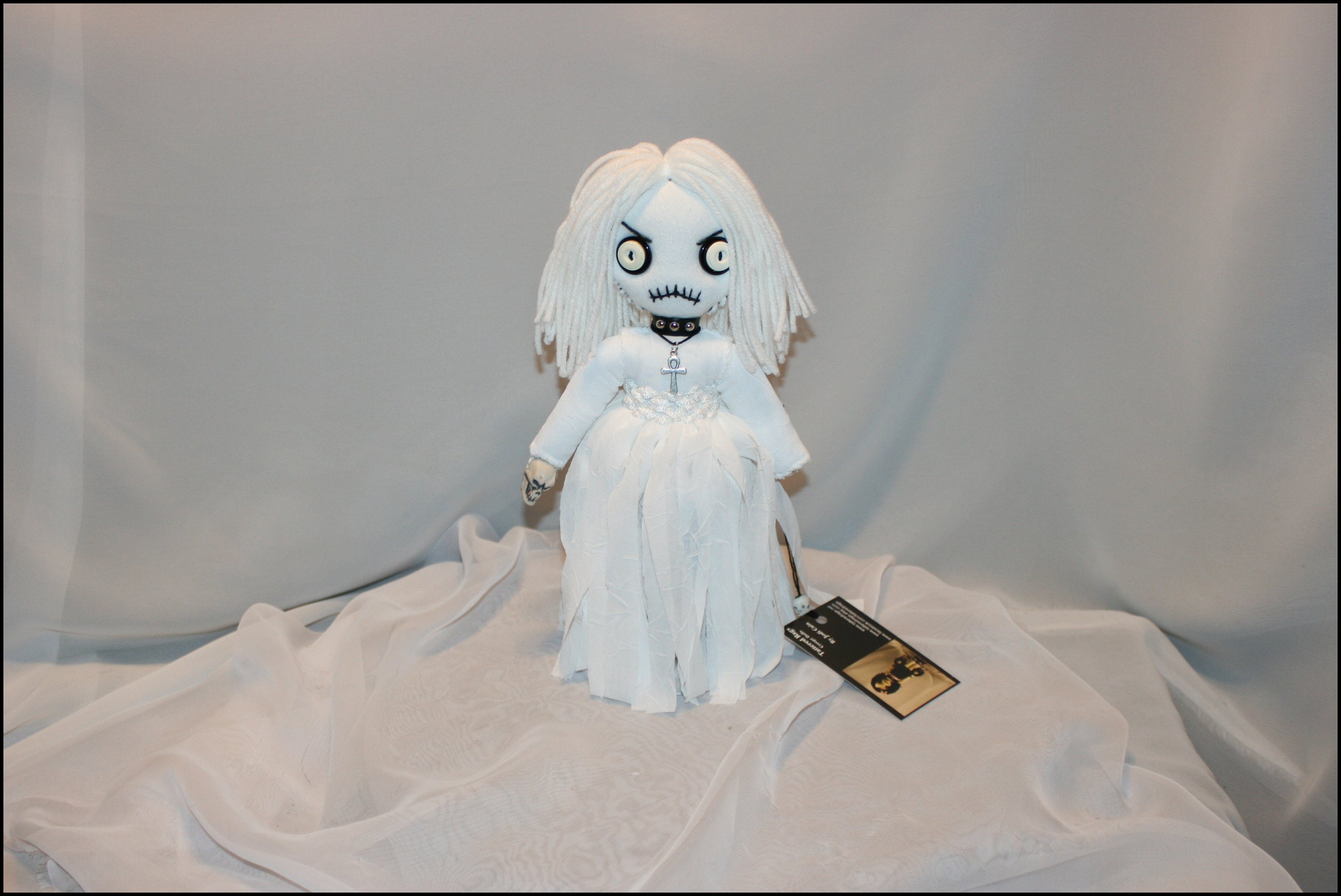 Dolls & Miniatures Hand Stitched Mini Ghost Rag Doll Creepy Gothic ...