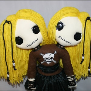 OOAK Hand Stitched Siamese Twin Rag Doll Creepy Gothic Folk Art by Jodi ...