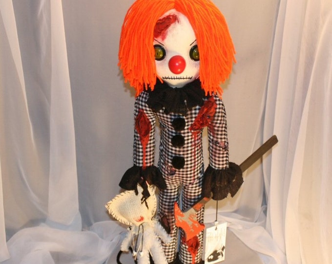 OOAK Zombie Clown Rag Doll Creepy Gothic Horror Folk Art by Jodi Cain ...