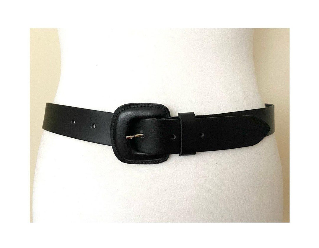 Vintage VANZETTI Made in Germany Black Coated Leather Skinny Belt, 85 ...