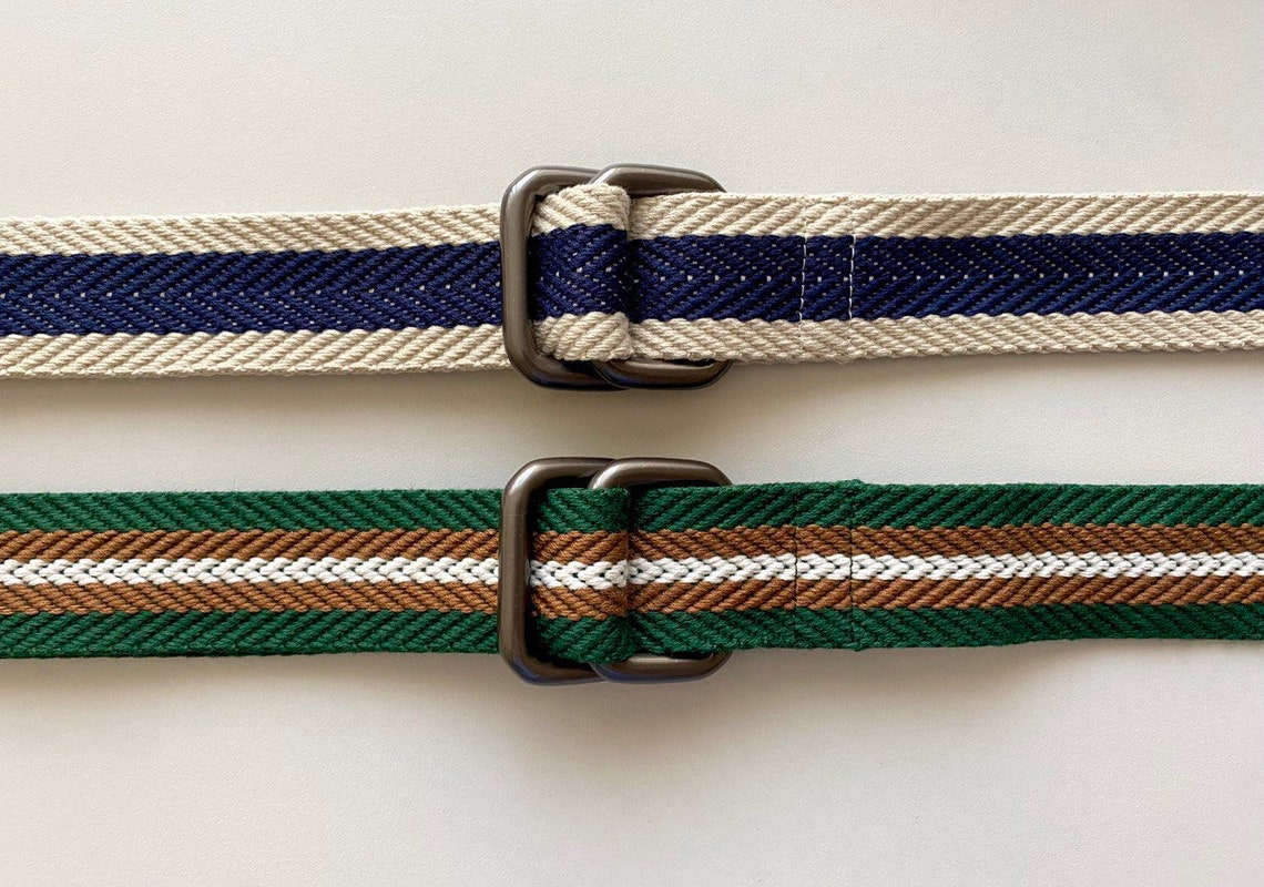 Men's Women's Herringbone Pattern Belt Cotton Woven Belt Casual Unisex ...