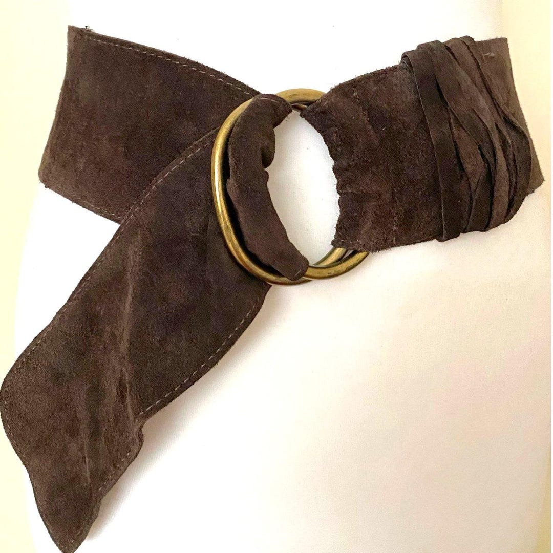 Vintage 70s 80s Wide Soft Suede Leather Belt Brown Vintage Leather Sash ...