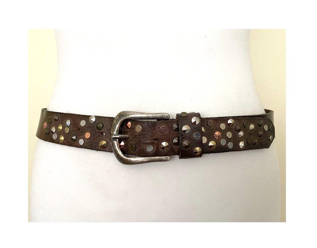 Legend Vintage 70s 80s Western Brown Studded Leather Belt Rocker ...