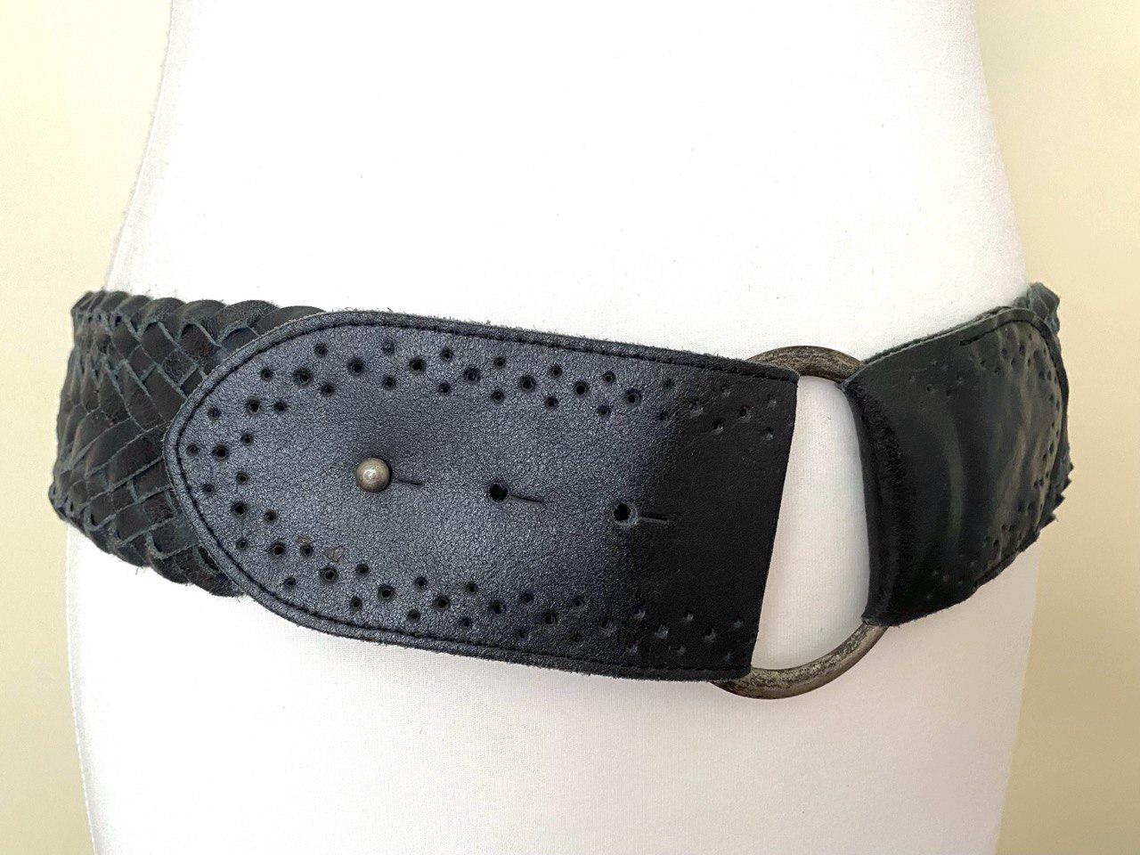 Vintage Wide Very Dark Blue Braided Leather Belt, Size L - Etsy