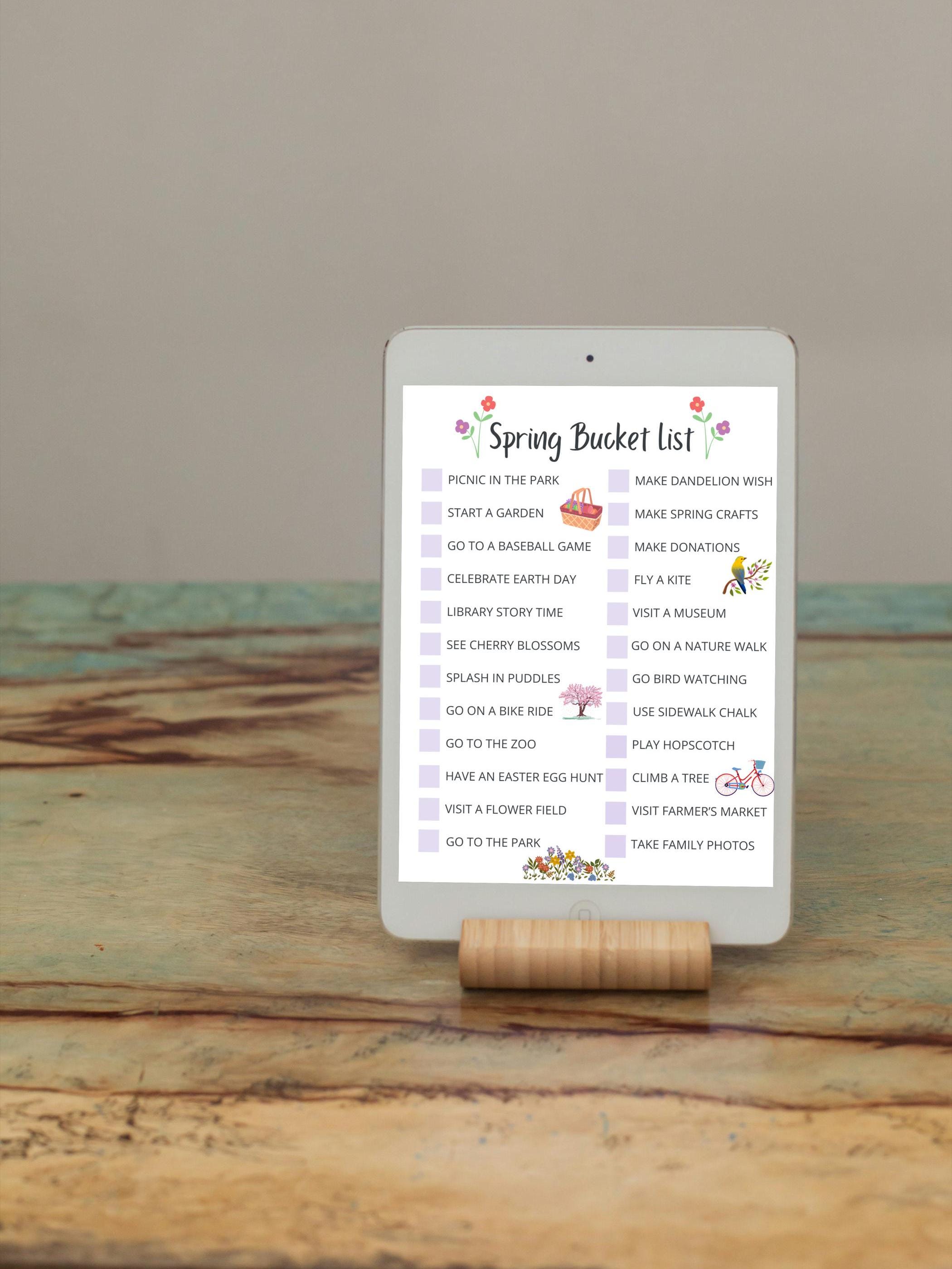 Spring Bucket List Printable, Instant Download List for Kids, Fun ...