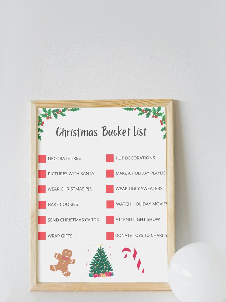Christmas Bucket List Printable, Instant Download List for Kids, Fun ...