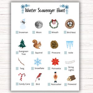 Winter Scavenger Hunt, Instant Download, Nature, PDF Winter Outdoor ...