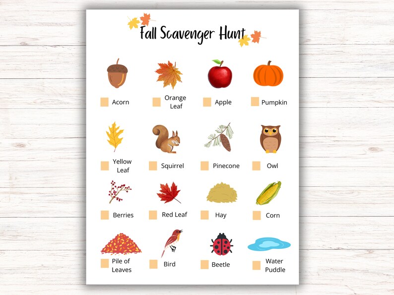 Fall Scavenger Hunt, Instant Download, Nature, PDF Fall Outdoor ...