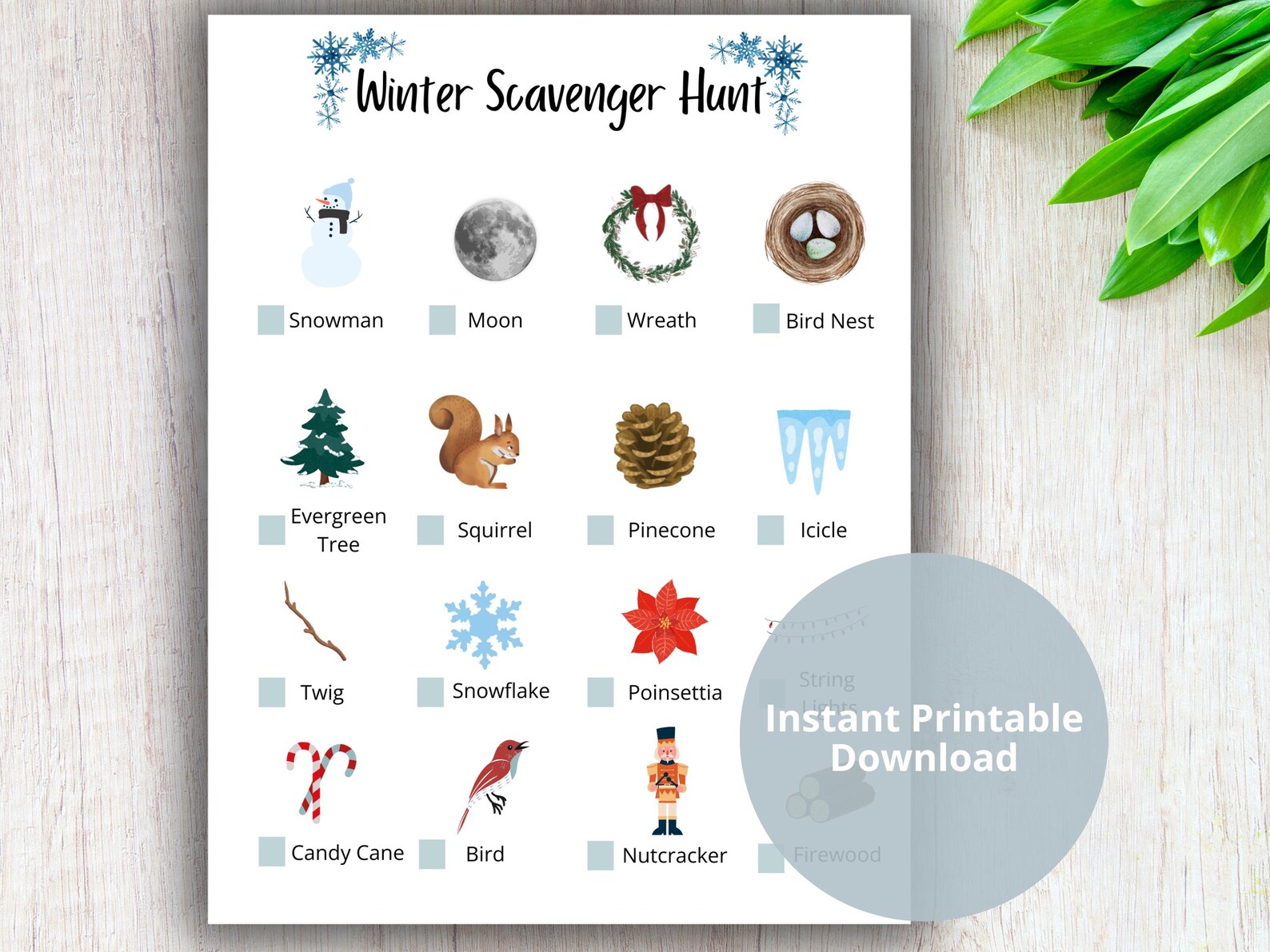 Winter Scavenger Hunt, Instant Download, Nature, PDF Winter Outdoor ...