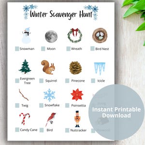 Winter Scavenger Hunt, Instant Download, Nature, PDF Winter Outdoor ...