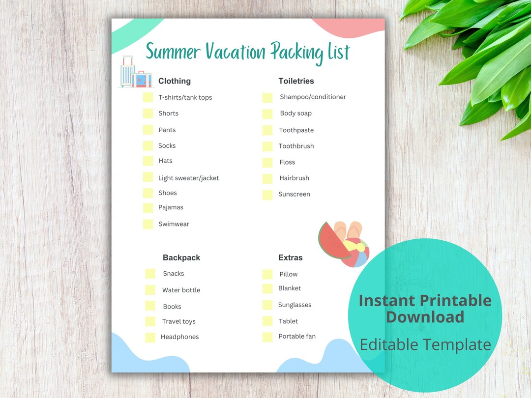 Kids Packing List, Packing Checklist for Kids, Vacation Travel Packing ...