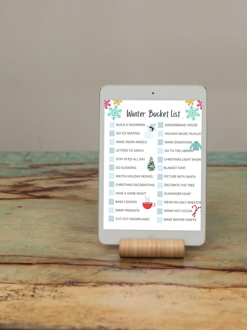 Winter Bucket List Printable, Instant Download List for Kids, Fun ...