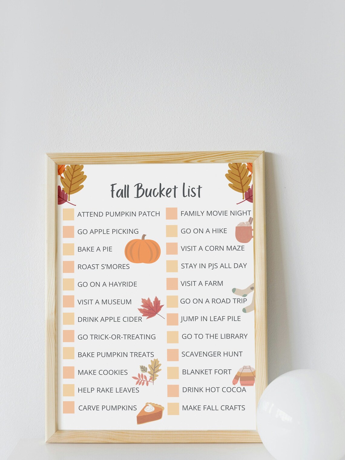 Fall Bucket List Printable, Instant Download List for Kids, Fun Fall ...