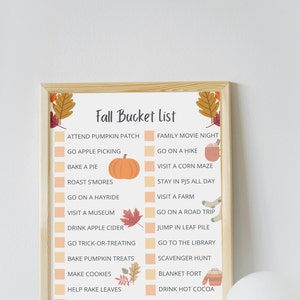 Fall Bucket List Printable, Instant Download List for Kids, Fun Fall ...