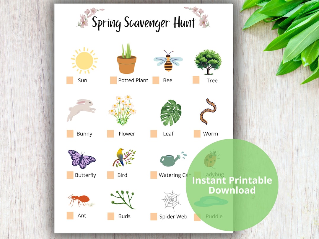 Spring Scavenger Hunt, Instant Download, Nature, PDF Spring Outdoor ...