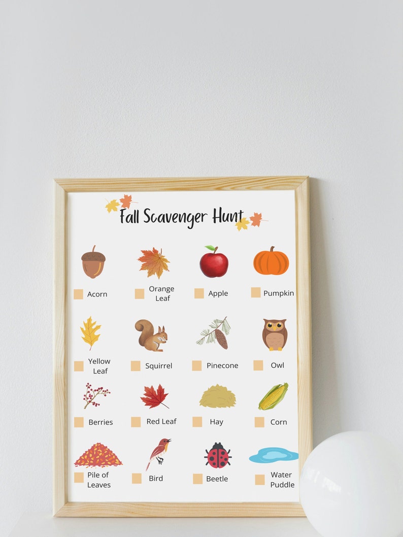 Fall Scavenger Hunt, Instant Download, Nature, PDF Fall Outdoor ...