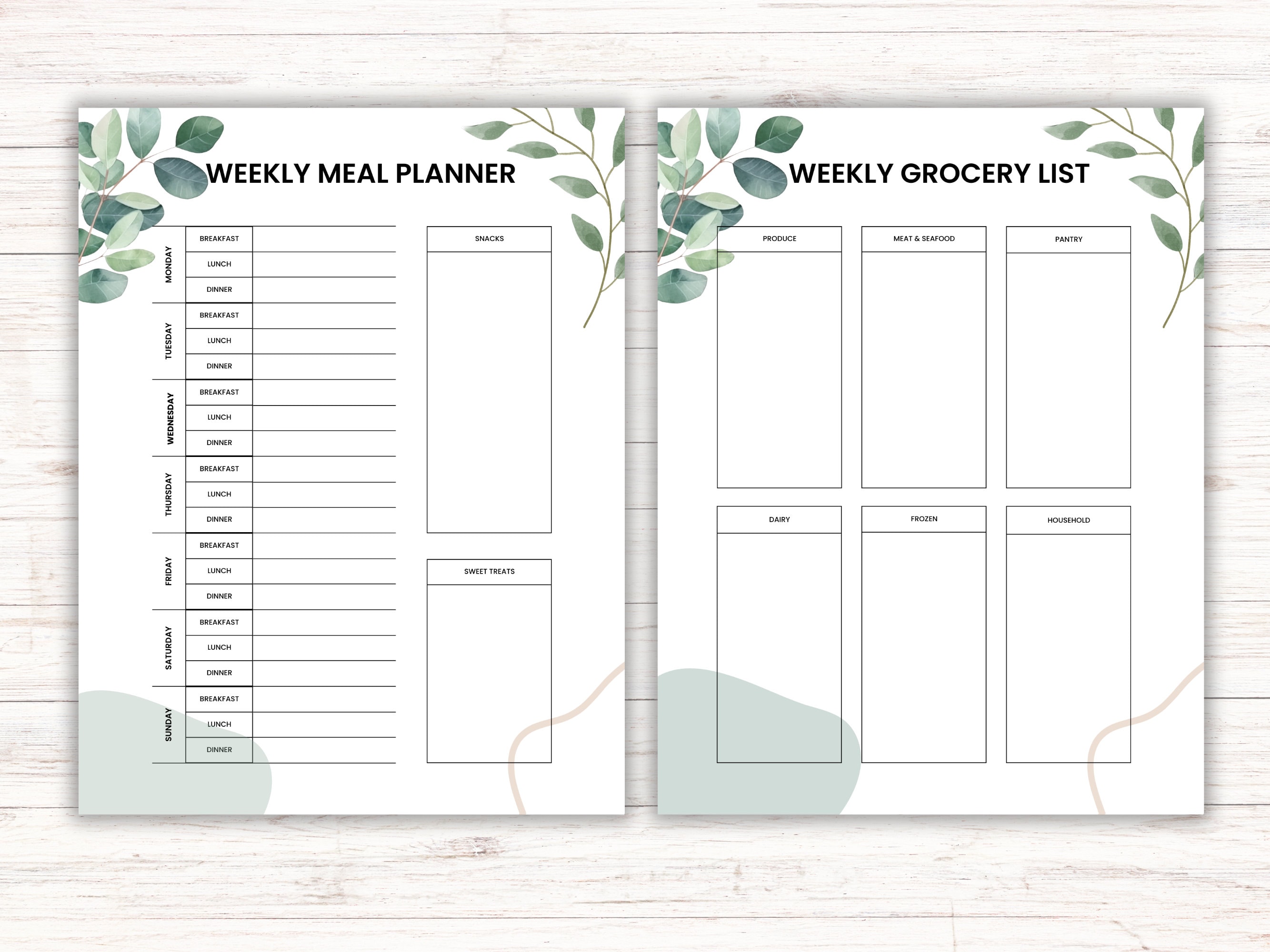 Weekly Meal Planner With Grocery List, Printable Weekly Meal Planner ...