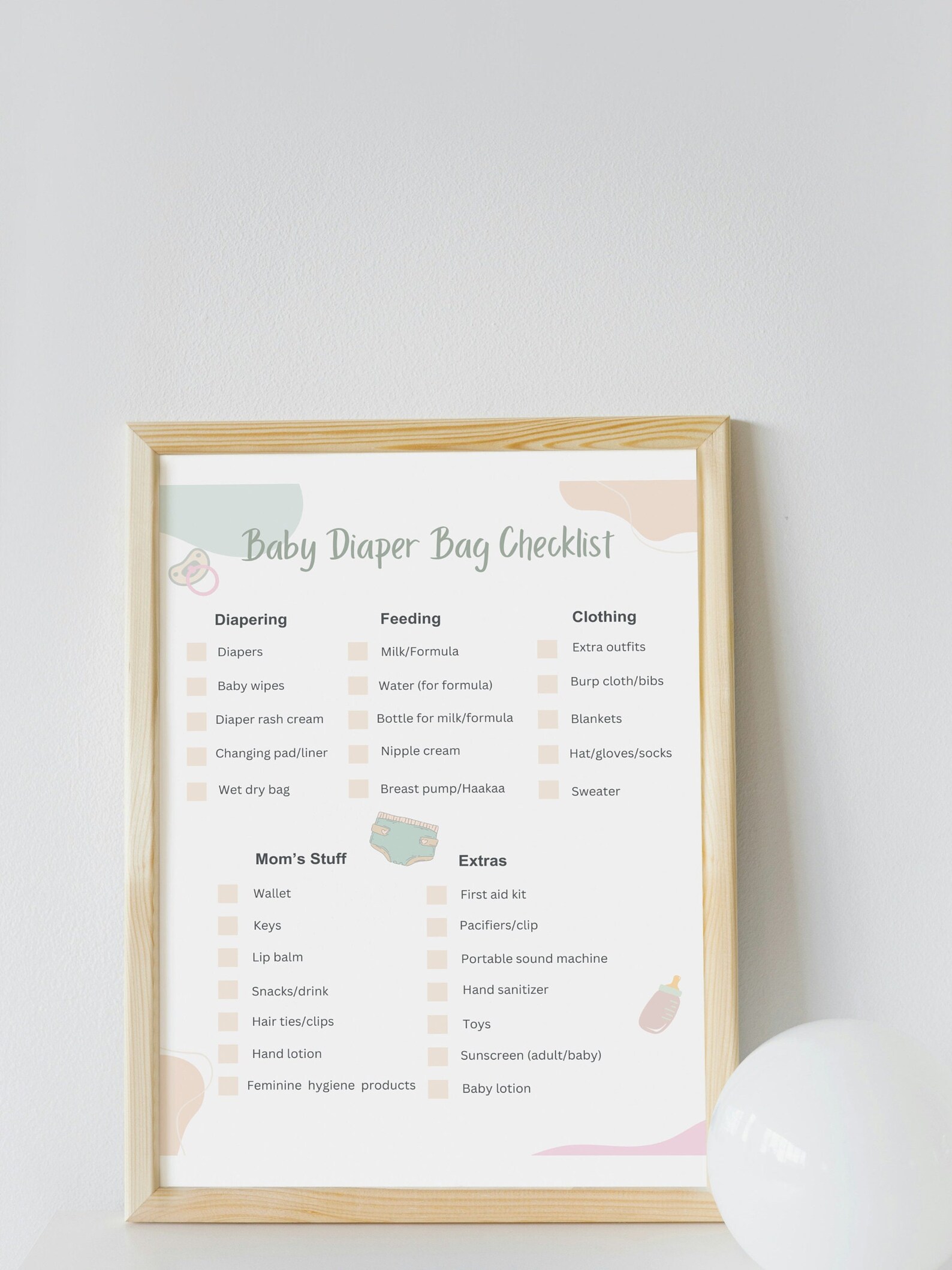 Baby Diaper Bag Checklist Printable, Diaper Bag Planner, Diaper Bag ...