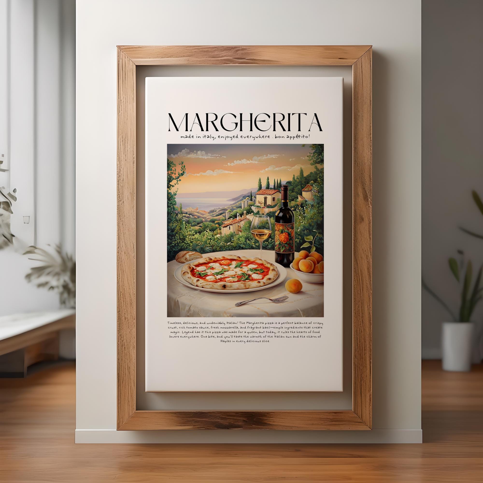 Margherita Pizza Poster Print | Art for Kitchen and Dining Decor Made ...
