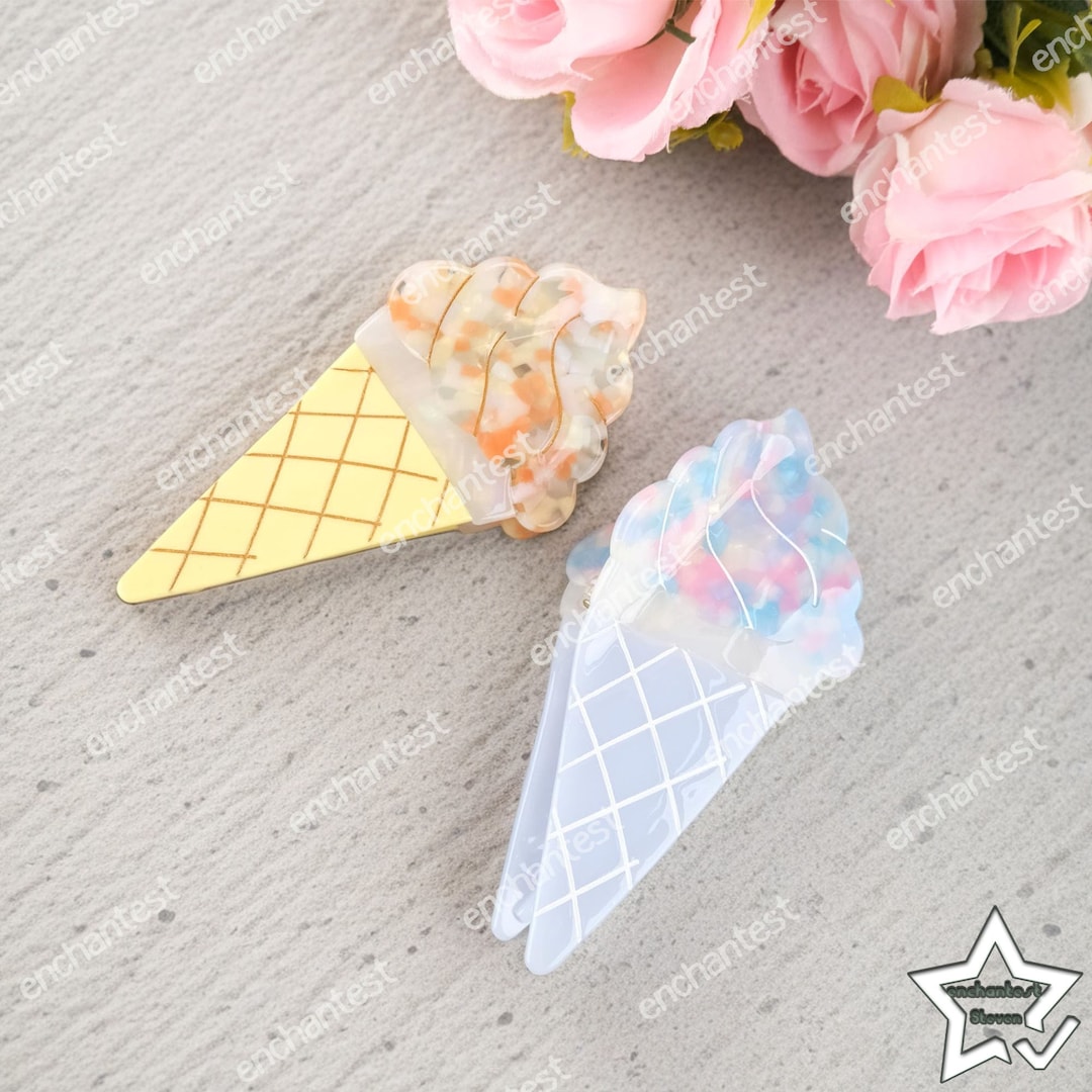Ice Cream Cone Hair Claw Clip, Ice Cream Hair Clip, Summer Hair Clip ...