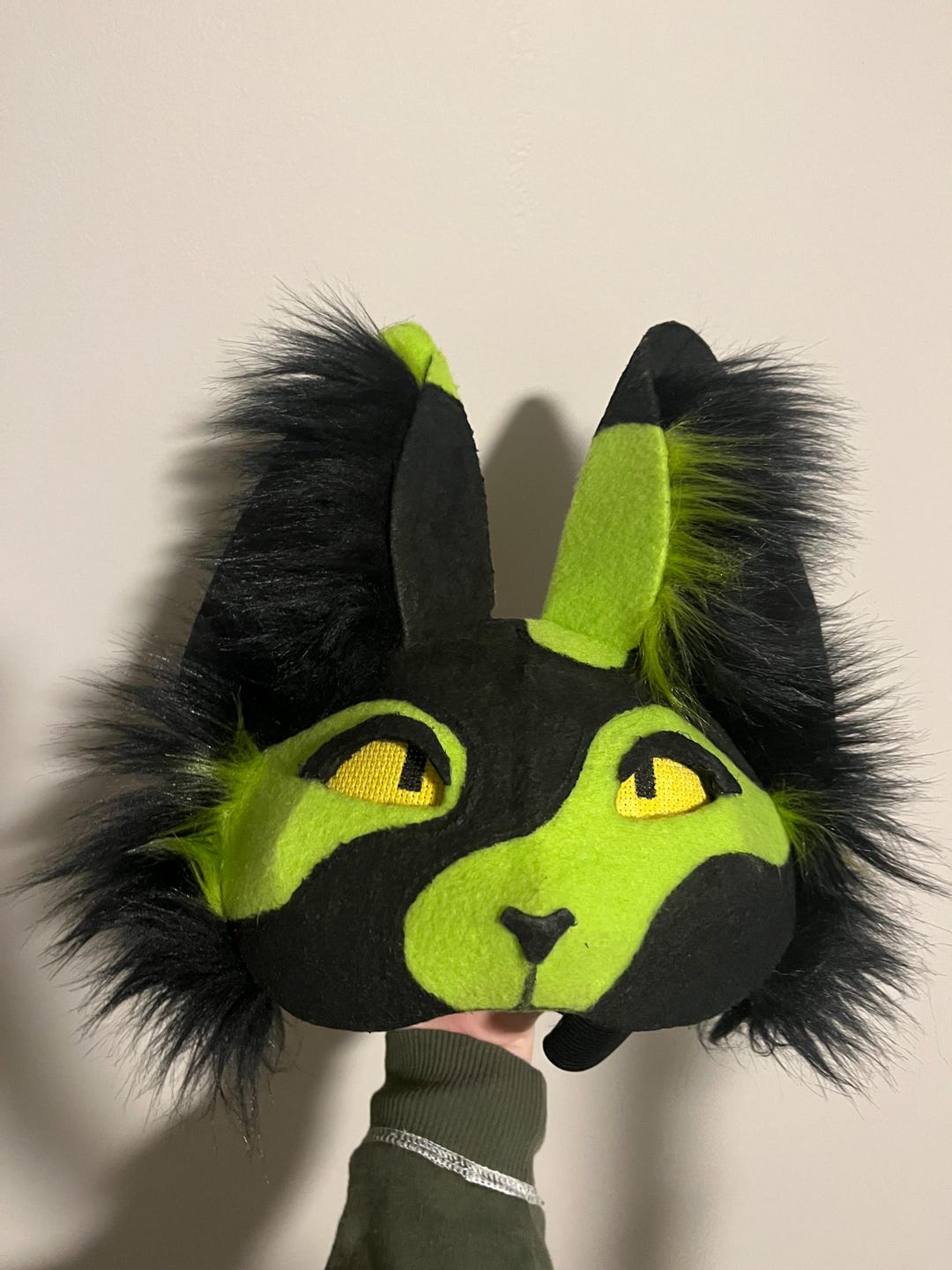 Green and Black Alien Cat Mask - Etsy