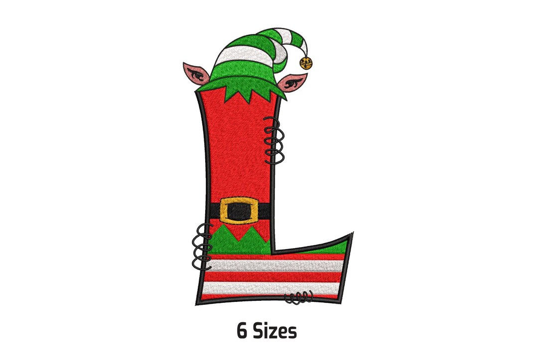 Elf Letter L Christmas Embroidery Design Elf Letter L Embroidery Design ...