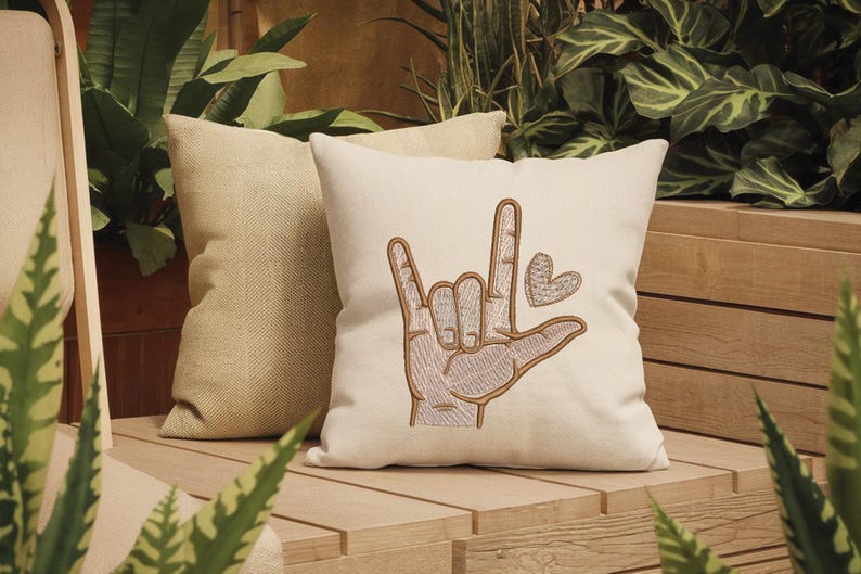 Heart Hand Sign Embroidery Design, Hand Sign Machine Embroidery, Hand ...