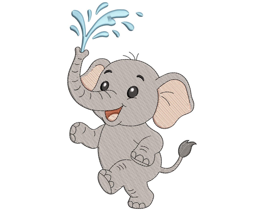 Funny Elephant Embroidery Design, Cute Elephant Machine Embroidery ...