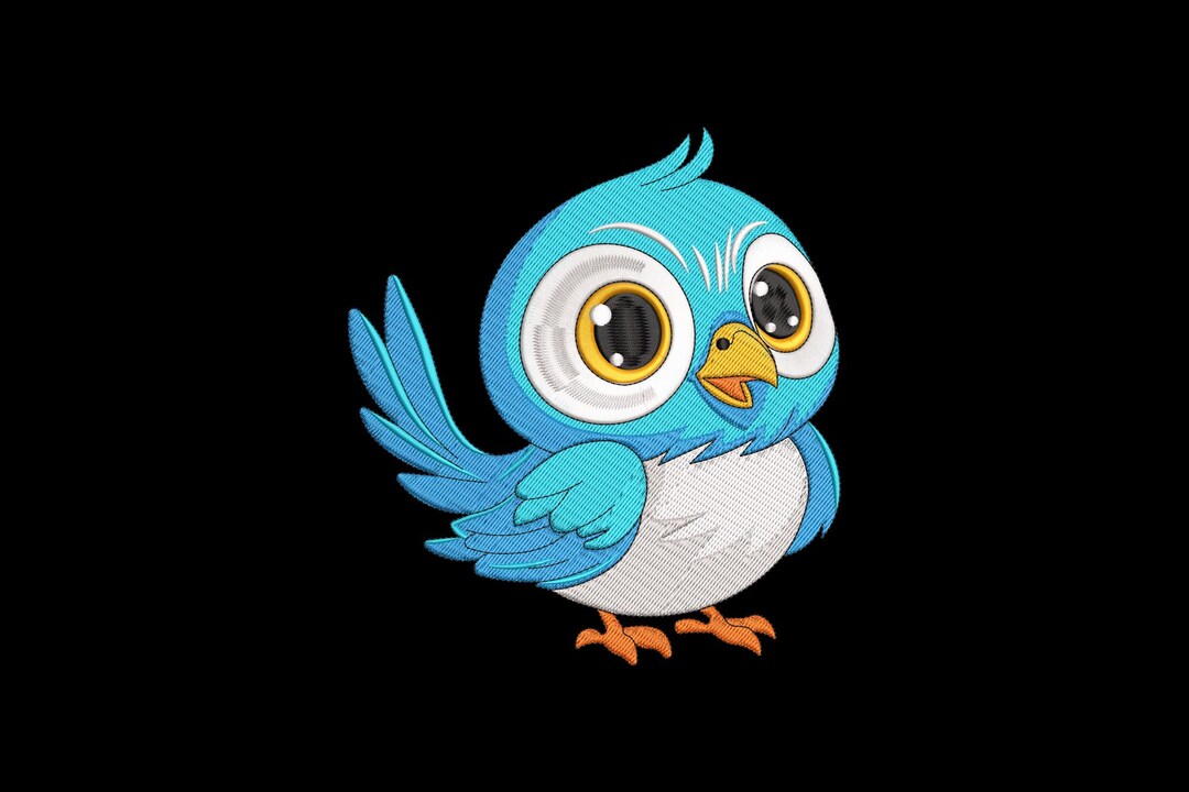Cute Blue Bird Embroidery Design, Blue Bird Machine Embroidery, 4 Sizes ...