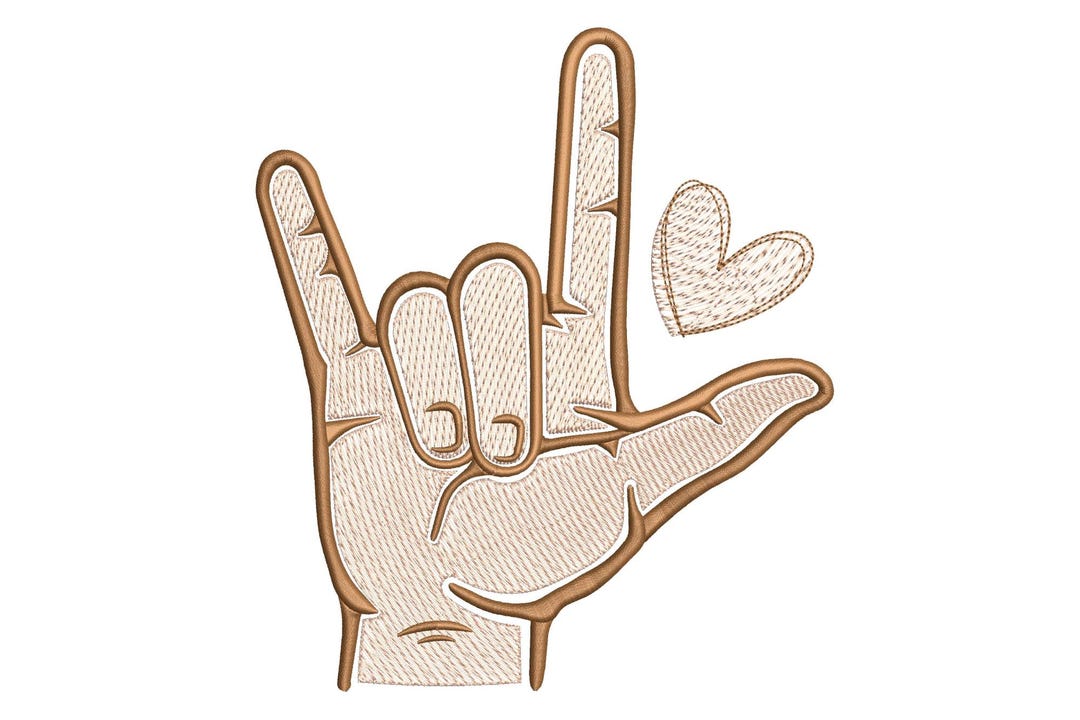 Heart Hand Sign Embroidery Design, Hand Sign Machine Embroidery, Hand ...