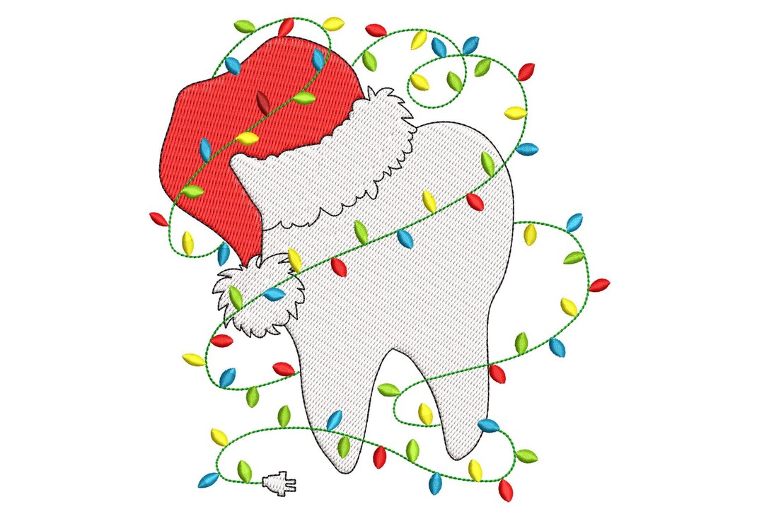 Lighting Dental Teeth Christmas Embroidery Design - Teeth Embroidery ...