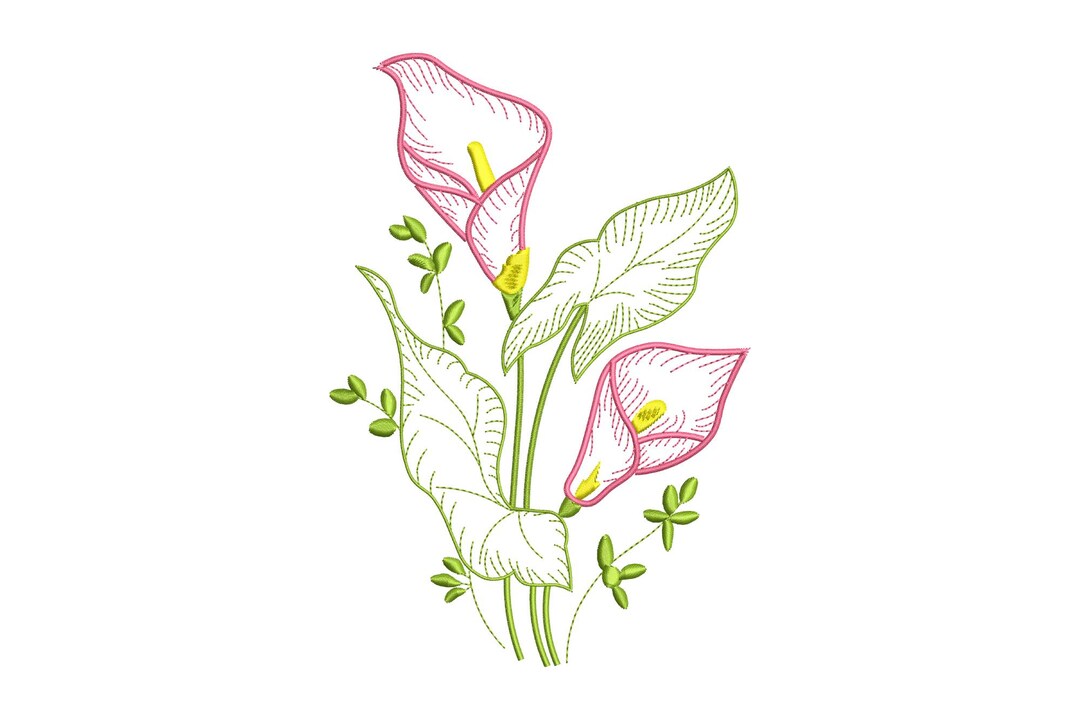 Calla Lily Outline Embroidery Design, Minimalist Floral Machine ...