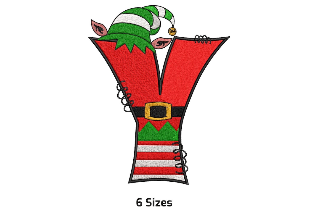 Elf Letter Y Christmas Embroidery Design Elf Letter Y Embroidery Design ...