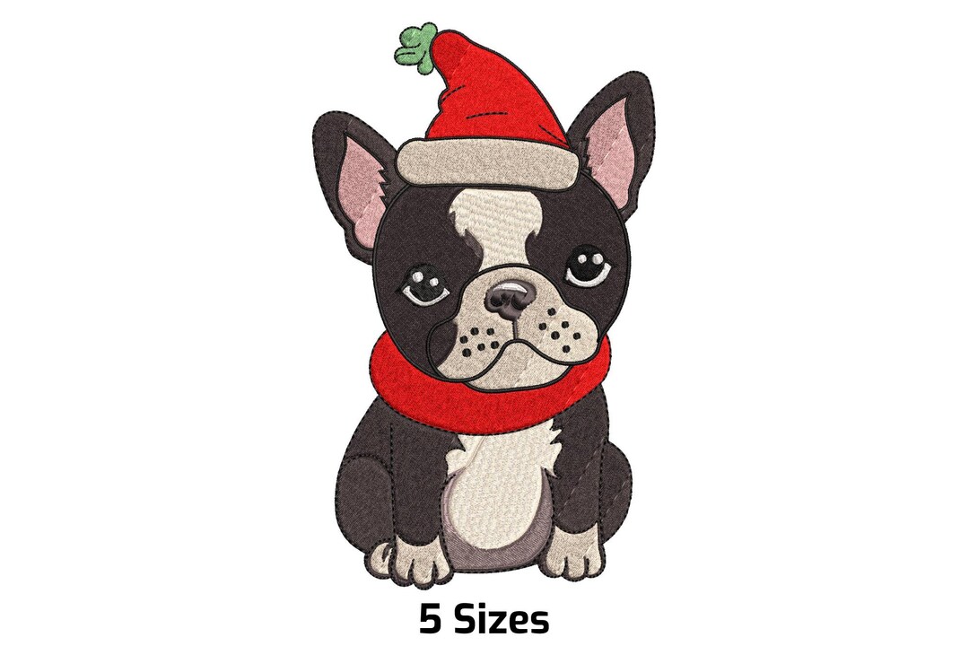 Boston Terrier Dog Christmas Embroidery Design Boston Terrier ...