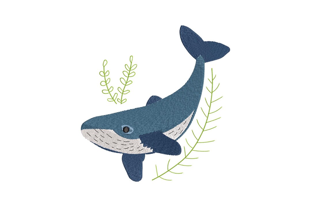 Blue Whale Machine Embroidery Design, Ocean Sea Life Animal Embroidery ...