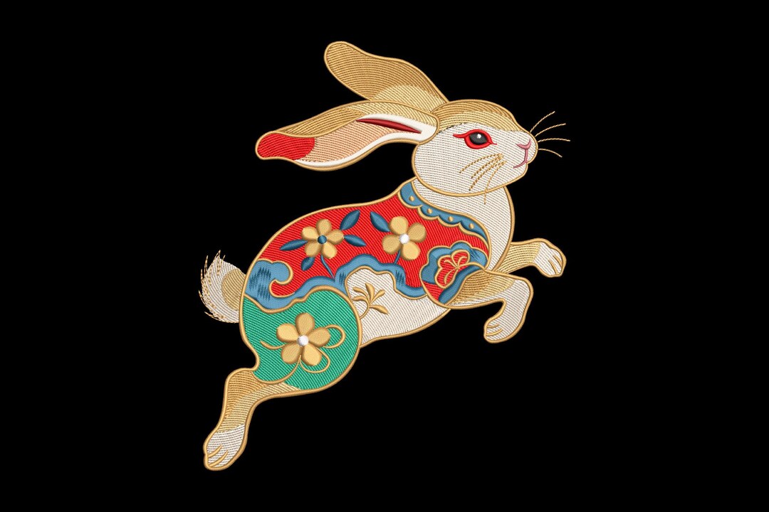 Cute Rabbit Folk Art Embroidery Design, Rabbit Folk Art Machine ...
