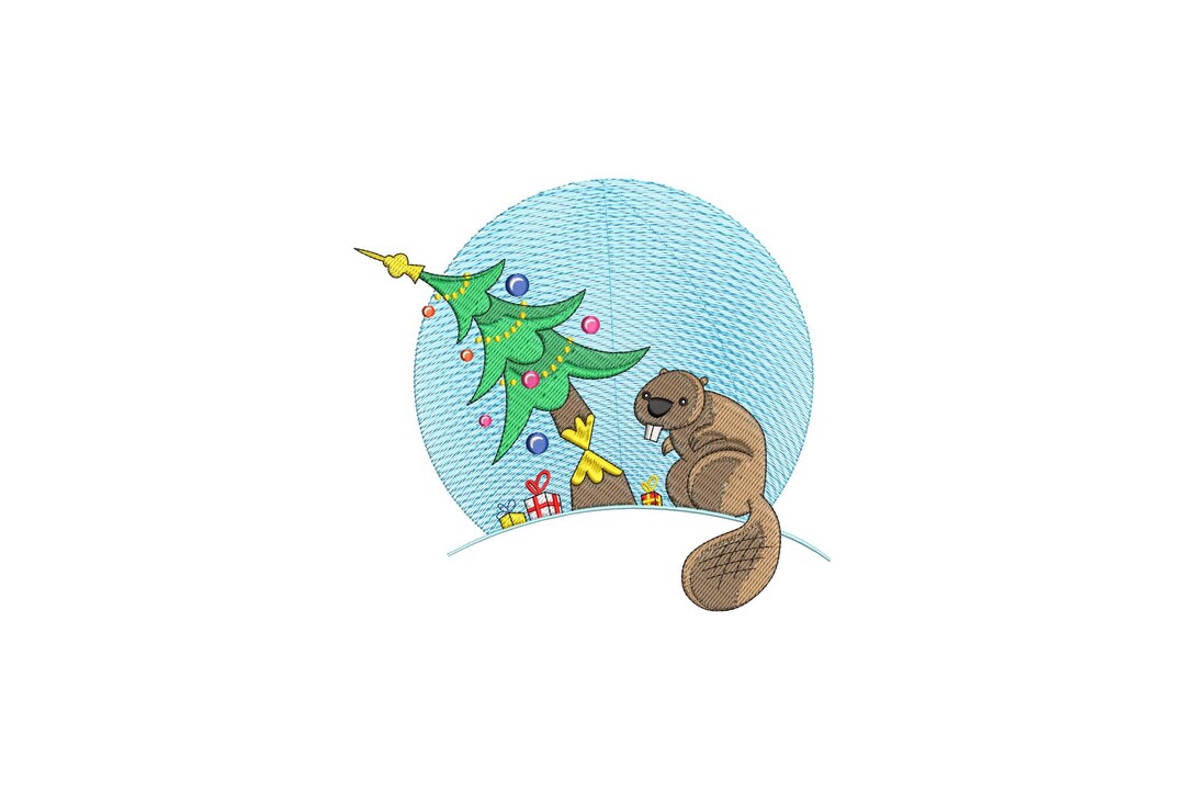 Beaver Christmas Tree Embroidery Design, Beaver Embroidery Design ...