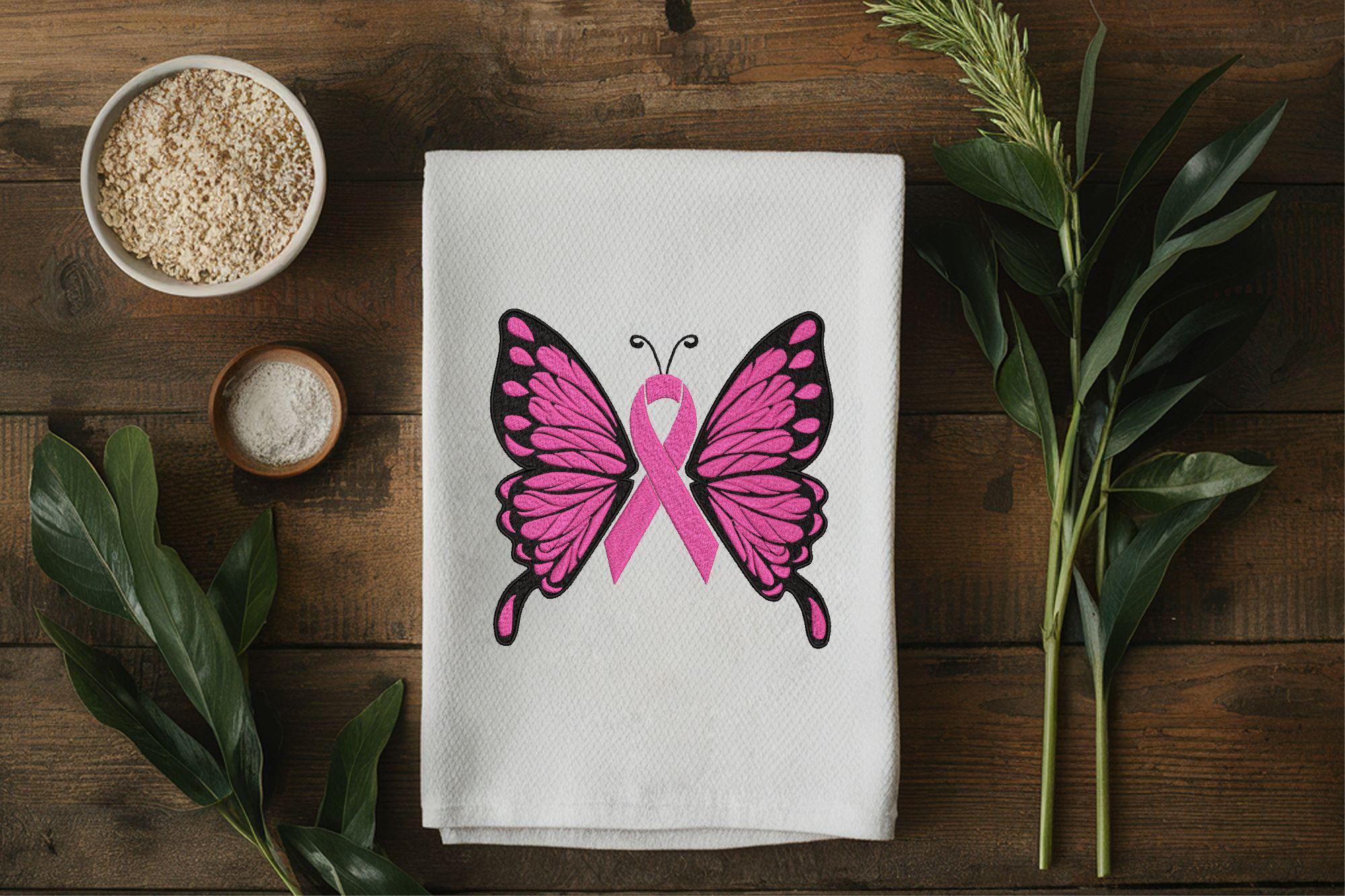 Breast Cancer Awareness Embroidery Design - Butterfly Breast Cancer ...