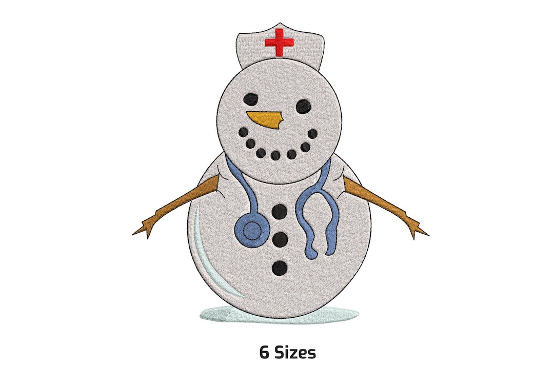 Snowman Nurse Christmas Embroidery Design Snowman Embroidery Design ...