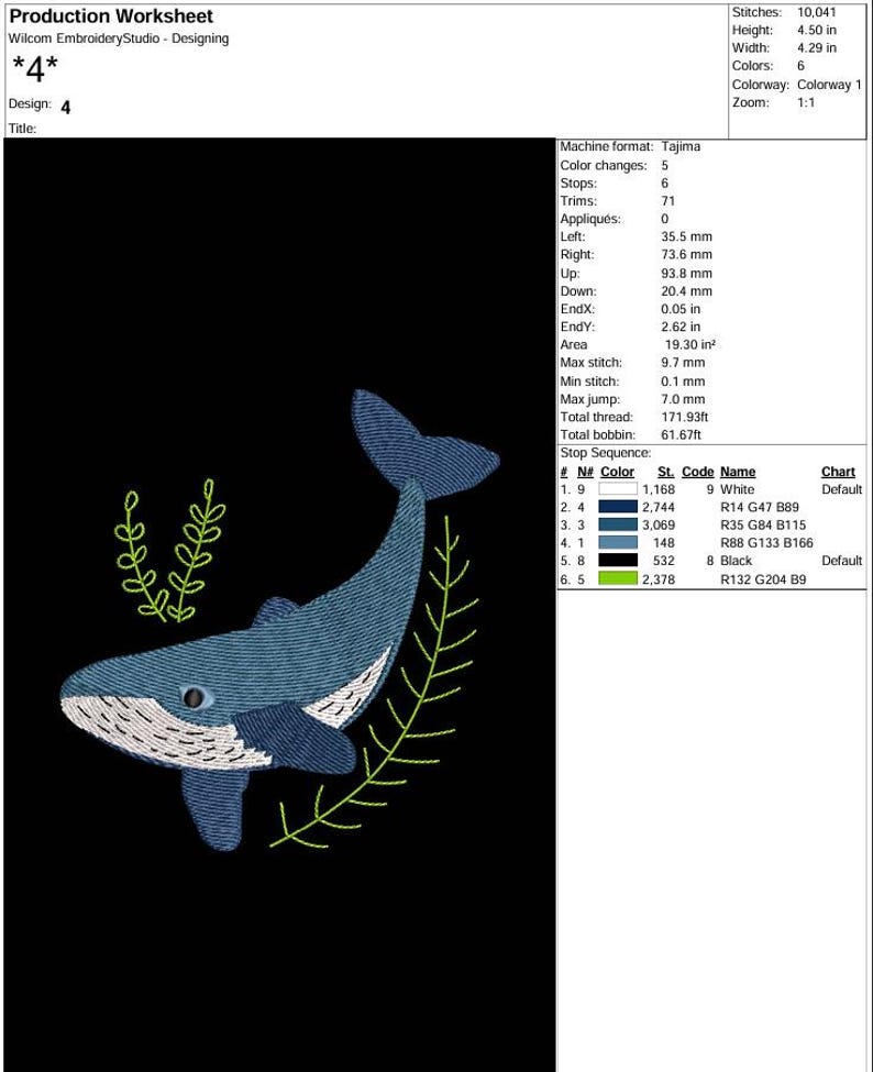 Blue Whale Machine Embroidery Design, Ocean Sea Life Animal Embroidery ...