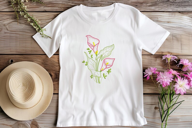 Calla Lily Outline Embroidery Design, Minimalist Floral Machine ...