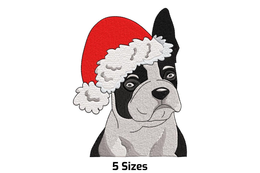 Boston Terrier Dog Christmas Embroidery Design Boston Terrier ...