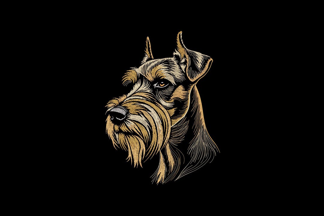 Schnauzer Embroidery Design, Realistic Schnauzer Machine Embroidery ...
