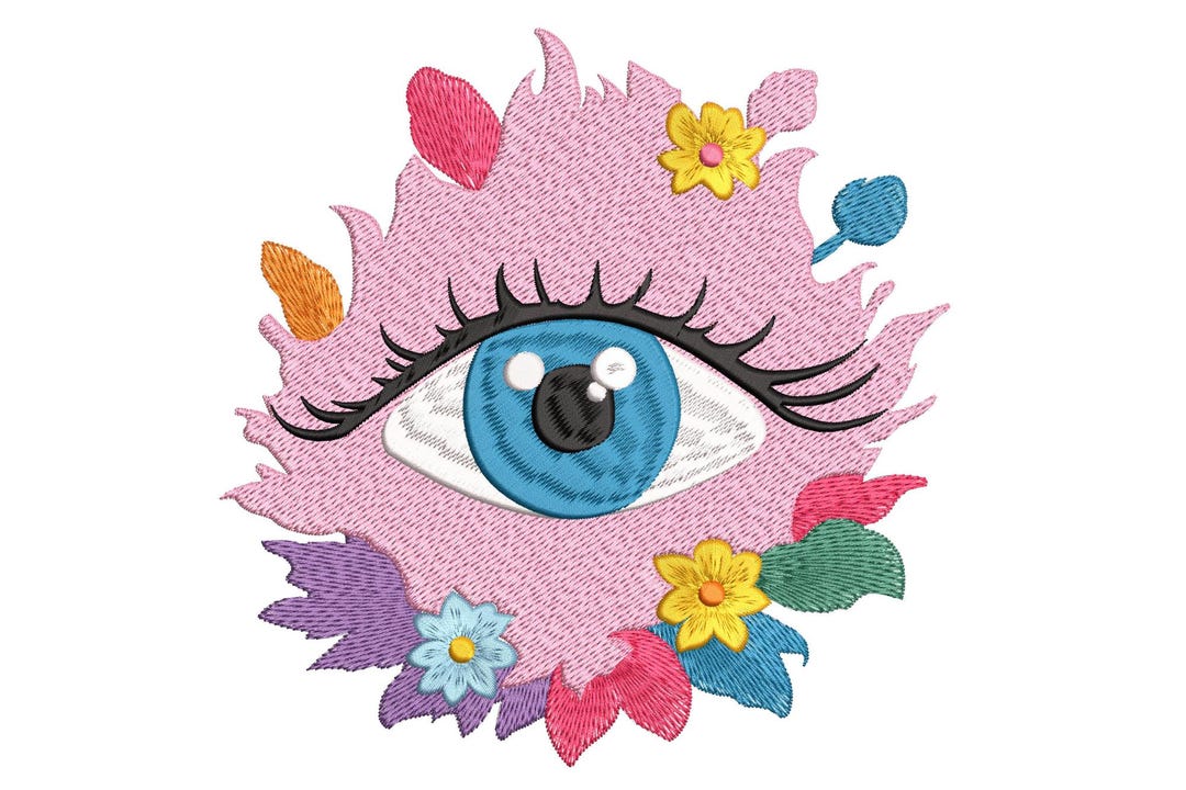 Floral Rainbow Third Eye Embroidery Design, Floral Third Eye Machine ...