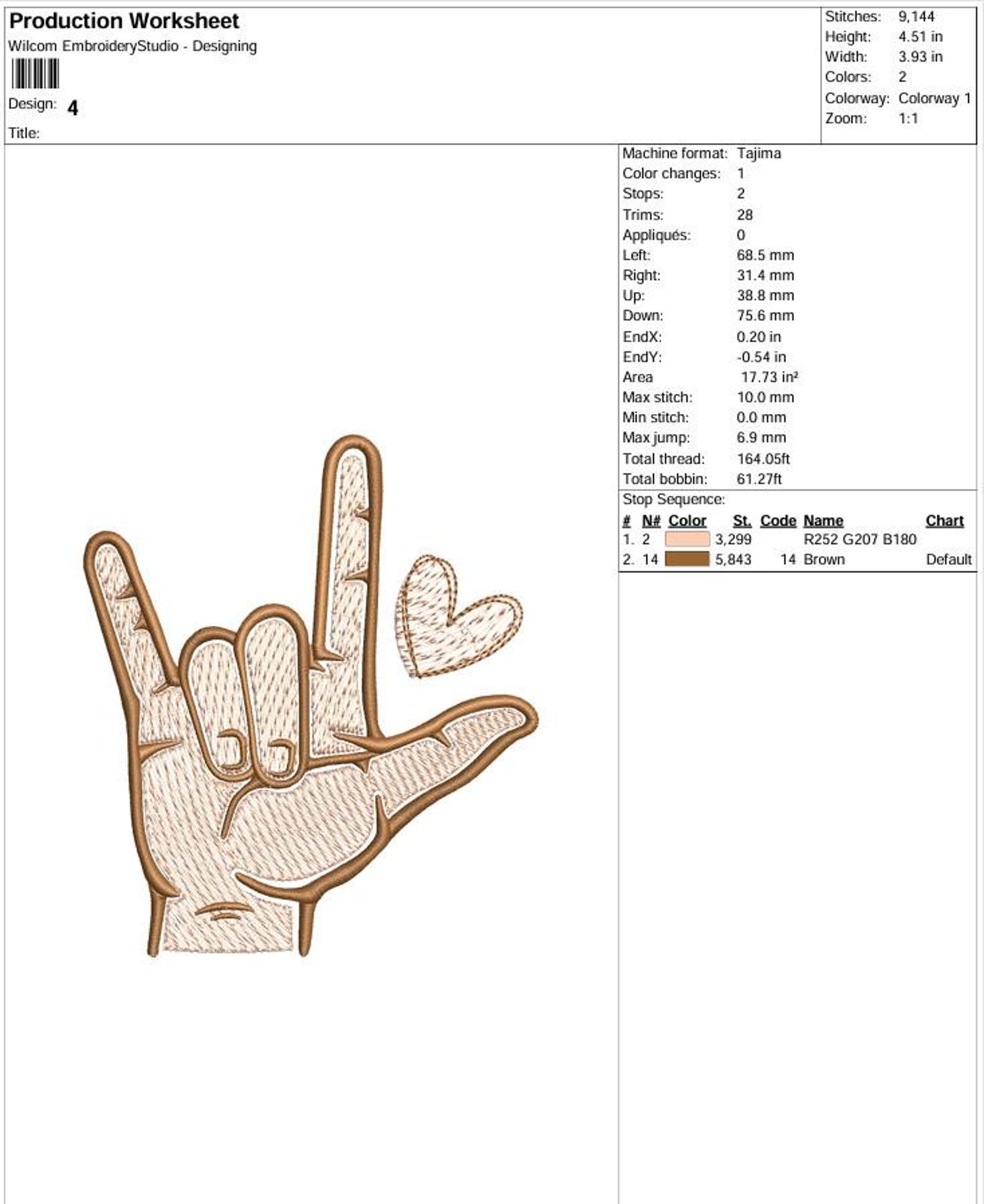 Heart Hand Sign Embroidery Design, Hand Sign Machine Embroidery, Hand ...