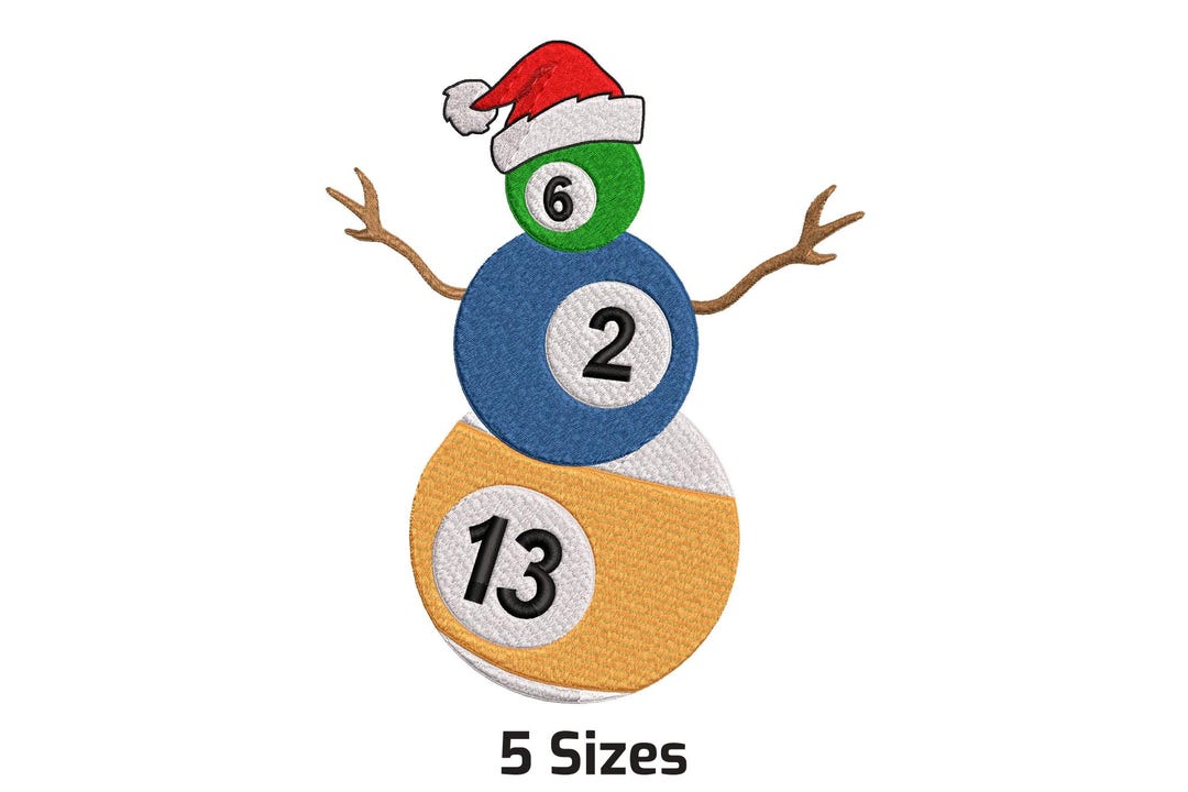 Billiards Snowman Christmas Embroidery Design Billiards Embroidery ...
