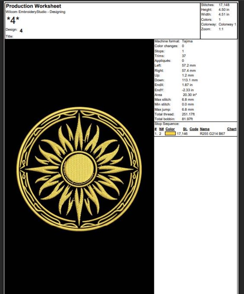 Golden Sun Circle Embroidery Design, Golden Sun Circle Machine ...