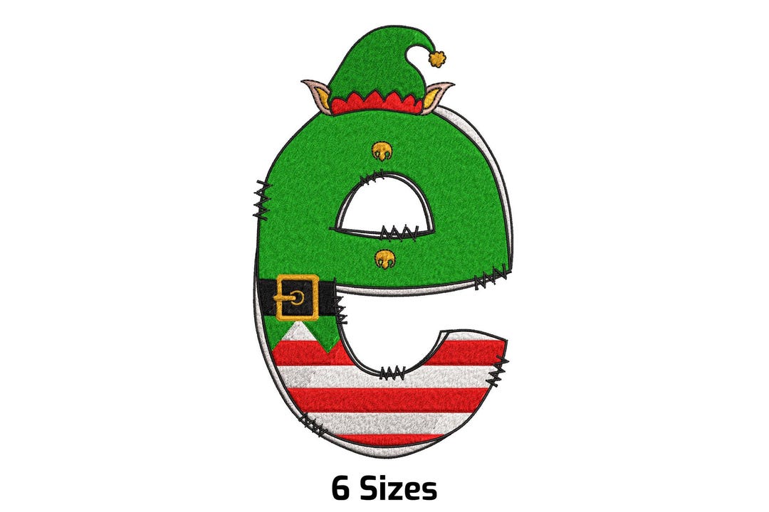 Elf Letter E Christmas Embroidery Design Elf Letter E Embroidery Design ...