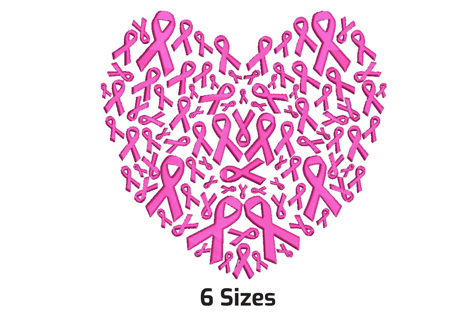 Heart Shape Breast Cancer Awareness Embroidery Design - Pink Ribbon ...