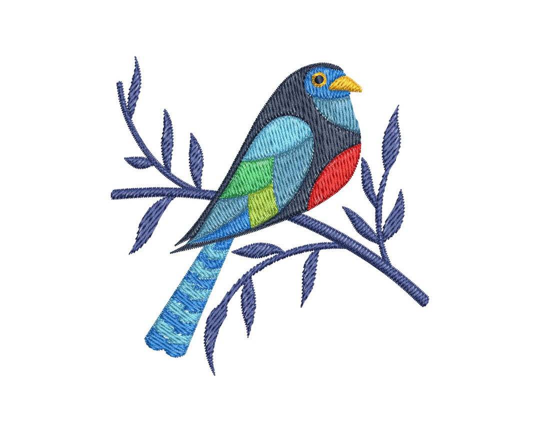 Funny Colorful Bird Embroidery Design, Colorful Bird Machine Embroidery ...